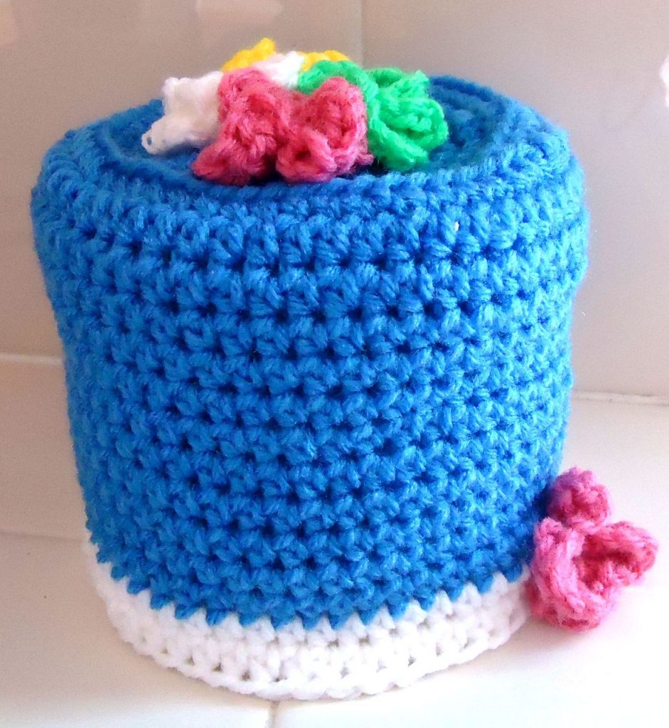 Posy Trimmed Toilet Tissue Cover — Frugal Knitting Haus