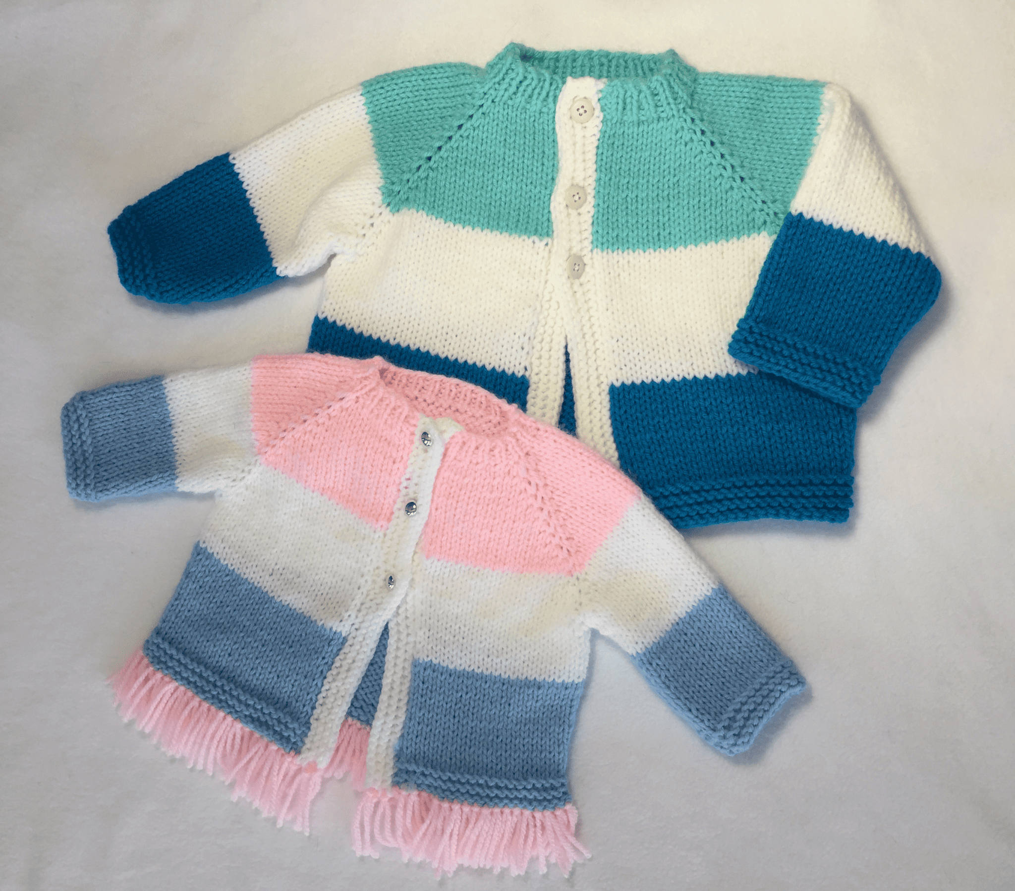 Color Block Fringed Baby Jacket — Frugal Knitting Haus