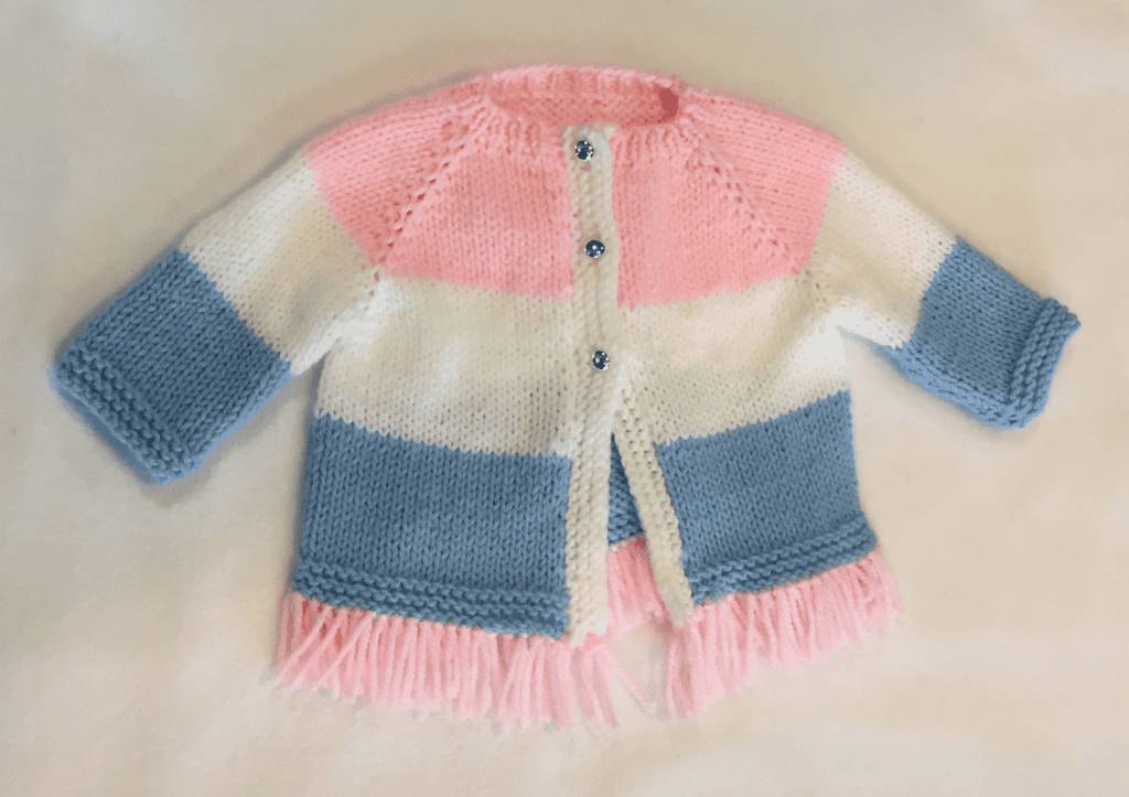 Color Block Fringed Baby Jacket — Frugal Knitting Haus