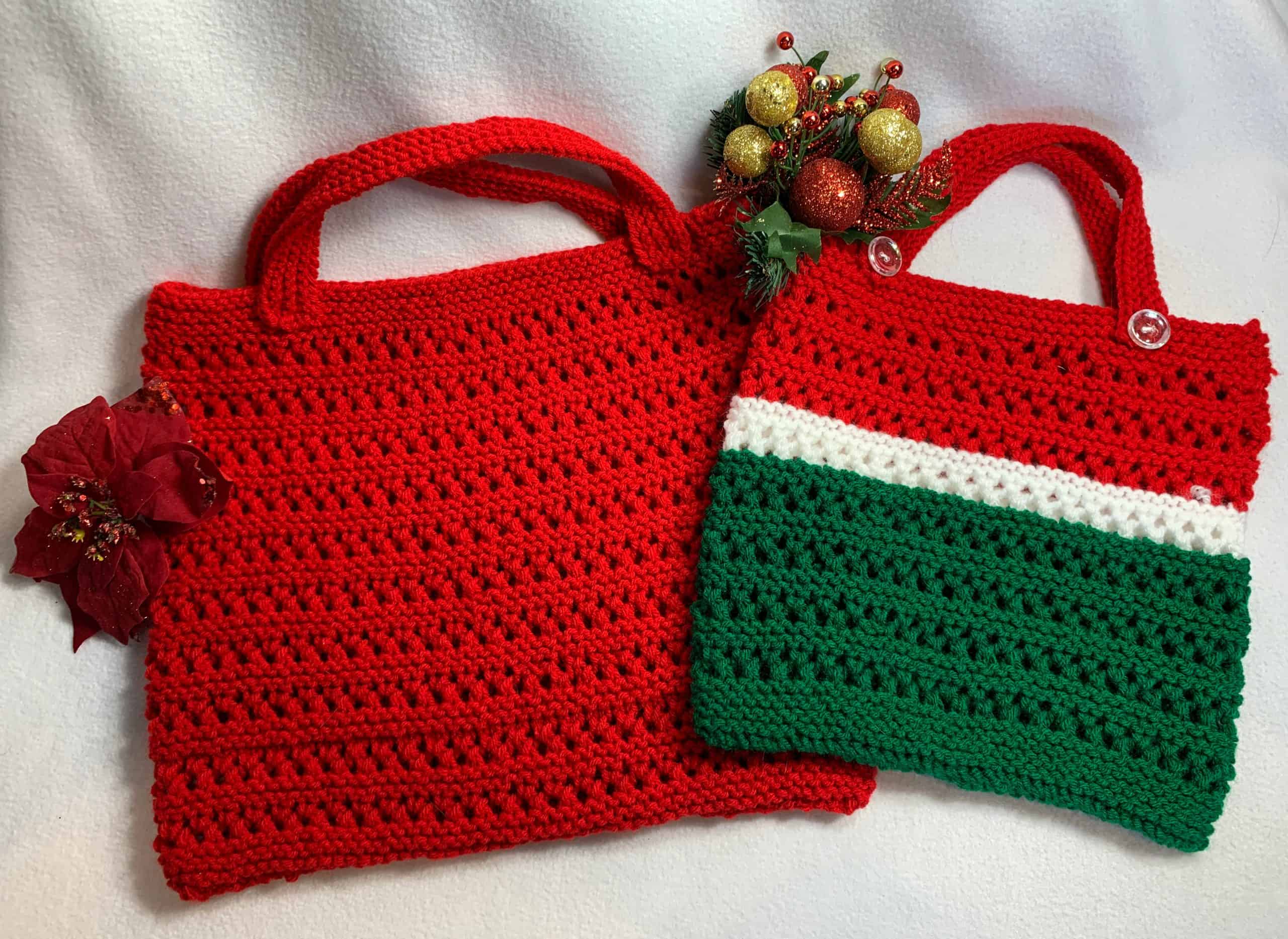 Holiday Shopping Bag In Two Sizes Frugal Knitting Haus