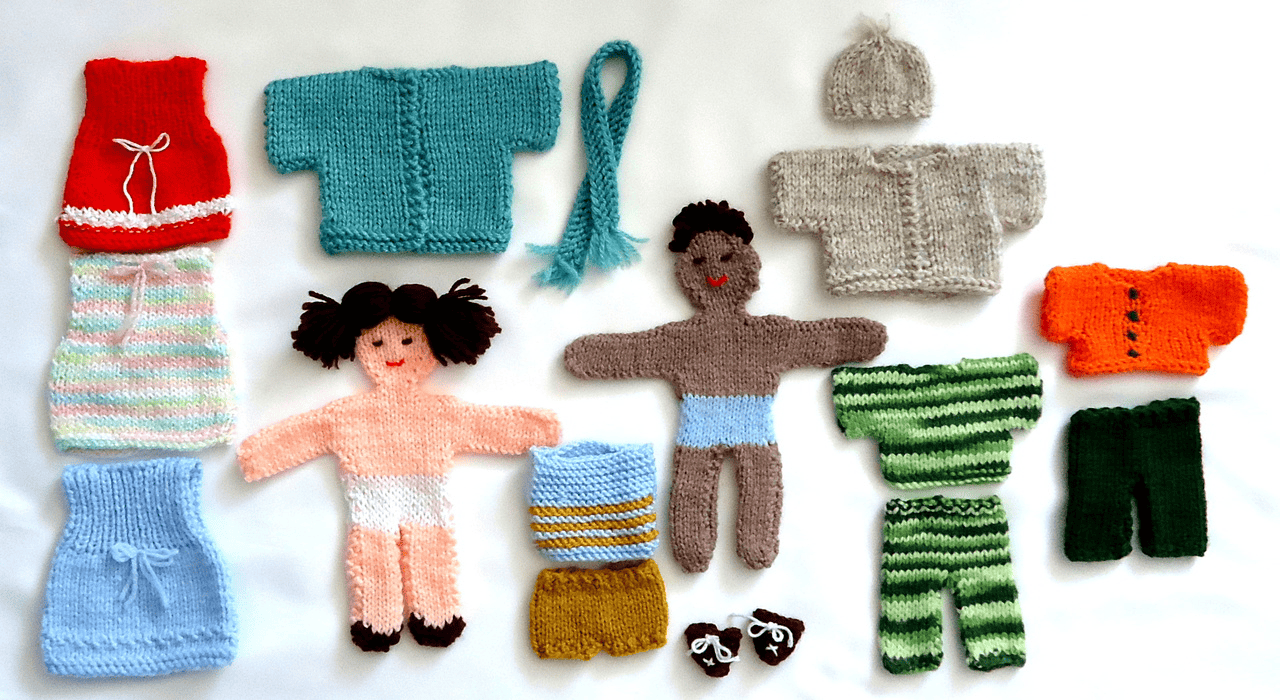 Easy Knitted "Paper Dolls" - Very easy to knit, use up scrap and ...